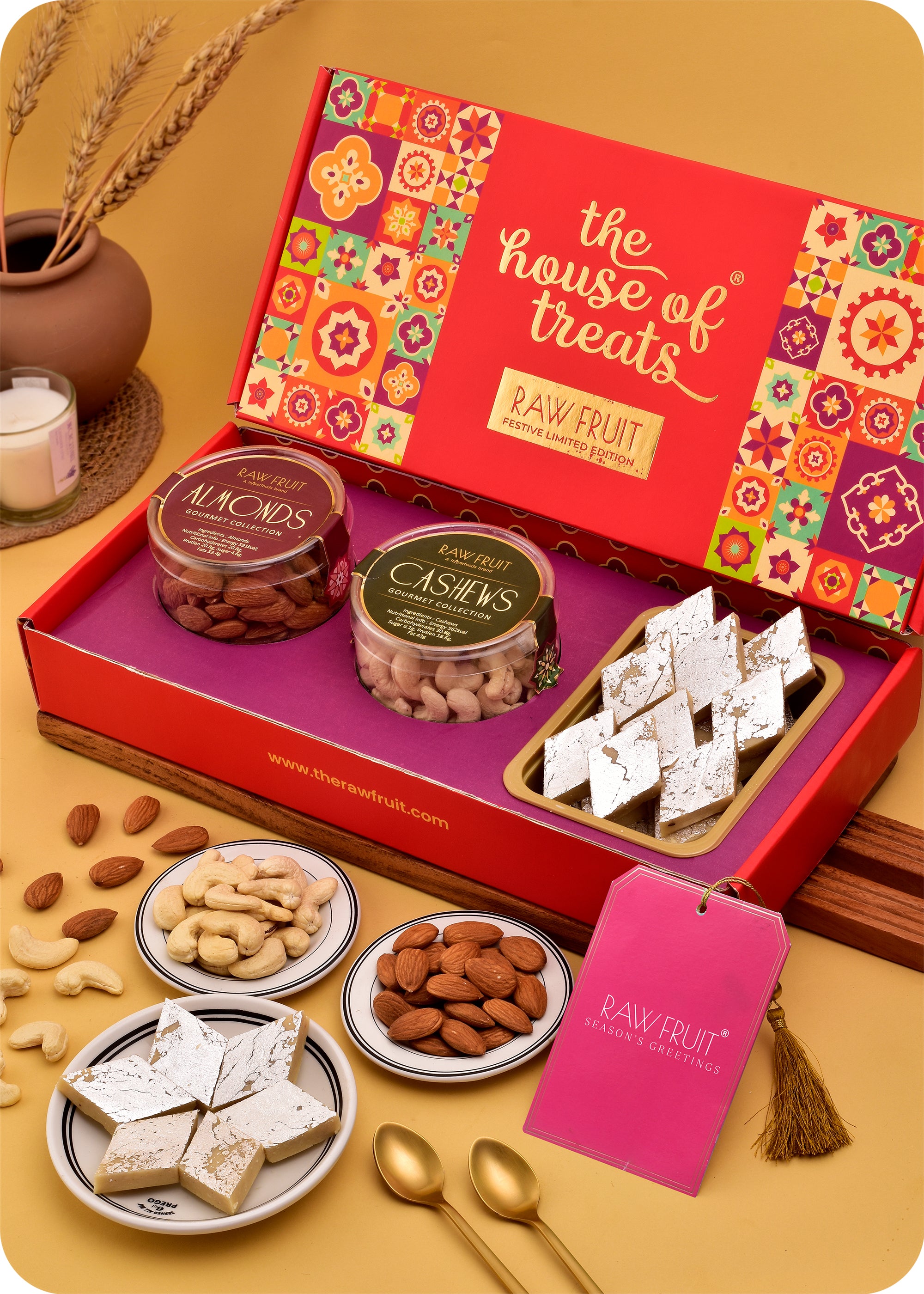 Sweets Gift Pack Contains: 125g Cashew, 125g Almonds, 200g Kaju Katli ...